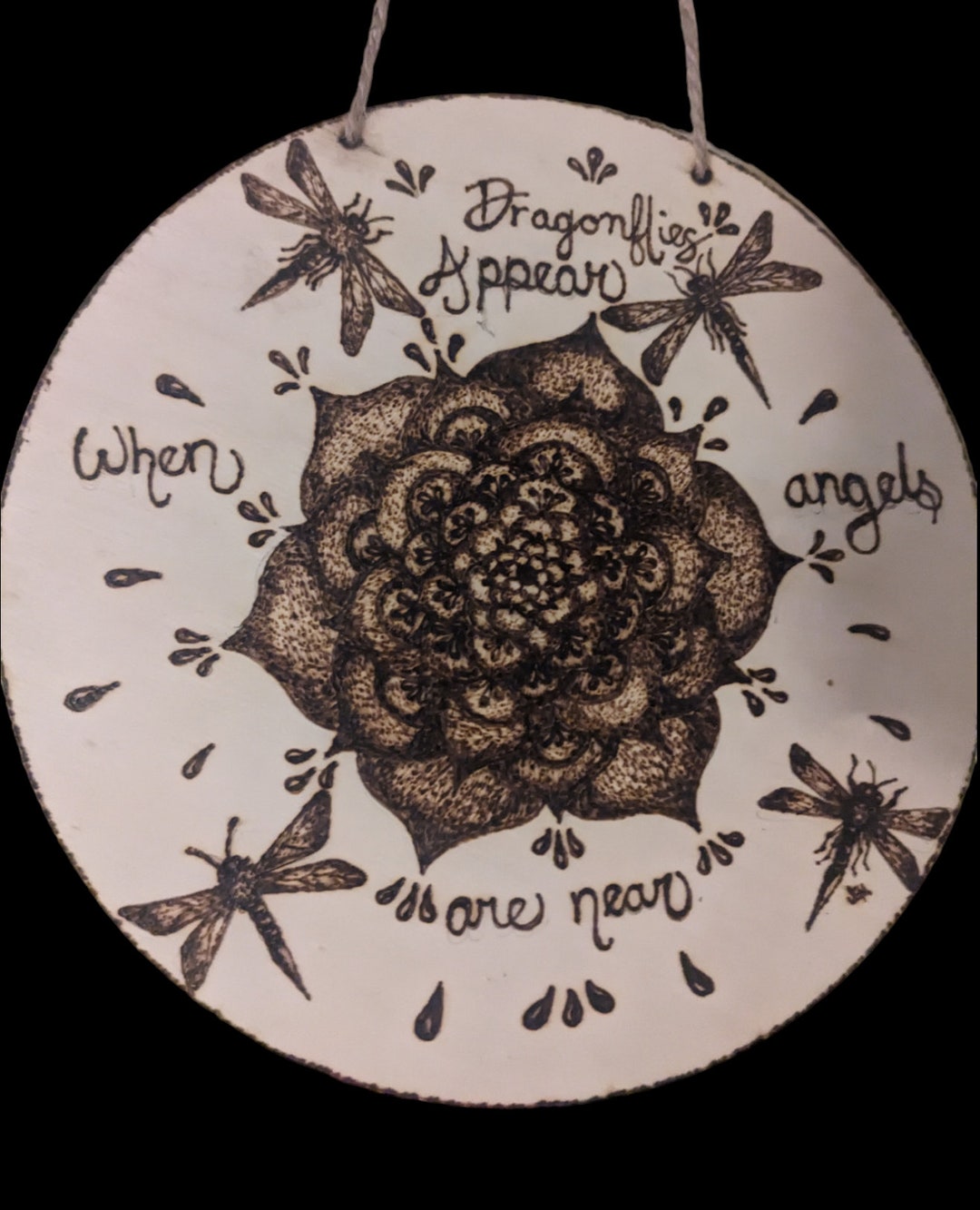 Dragonflies Appear When Angels Are Near 10 in Round Pyrography - Etsy