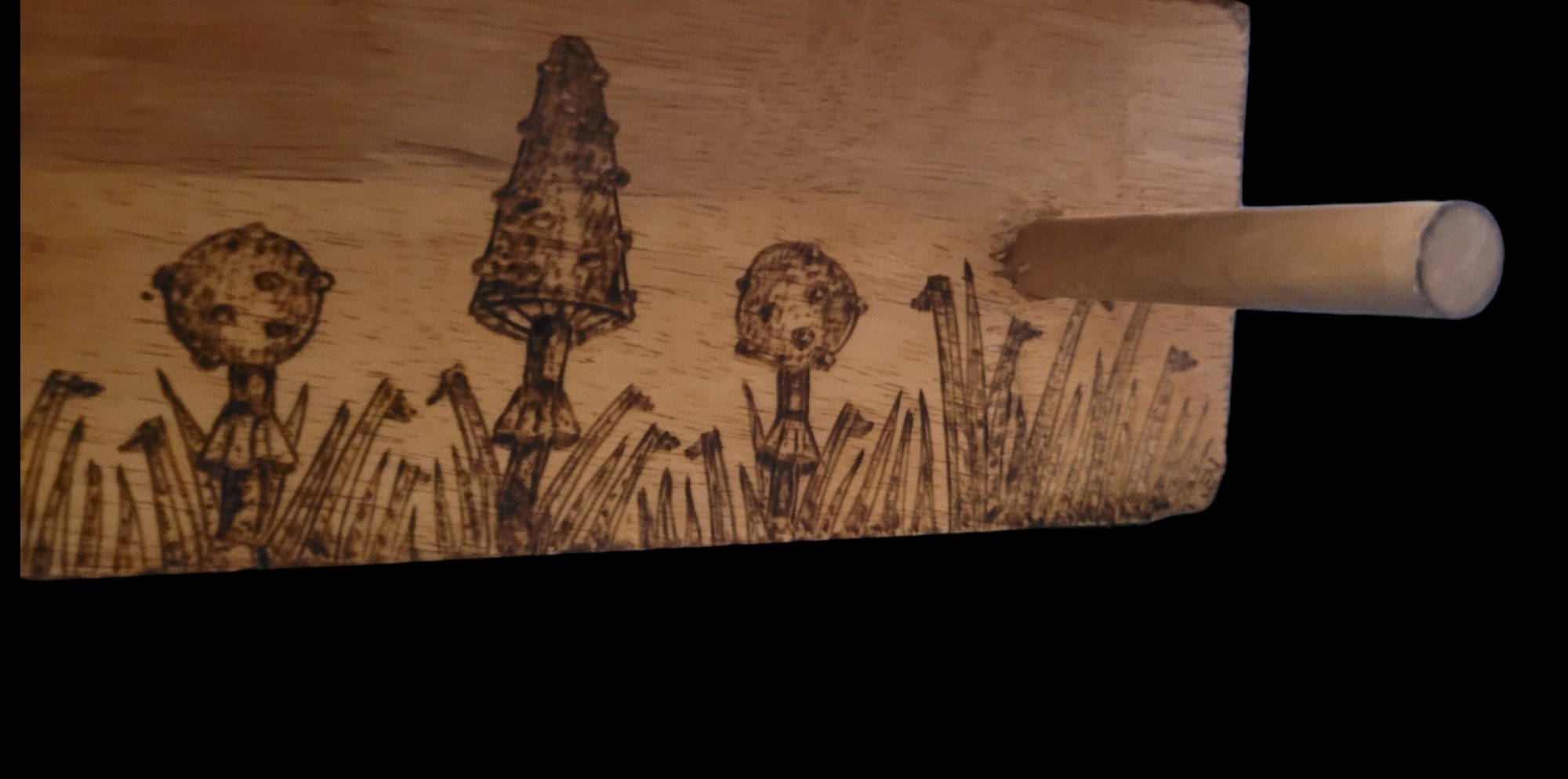 3 Peg Wooden Wall Shelf With Mushroom Pyrography Wood Burning - Etsy