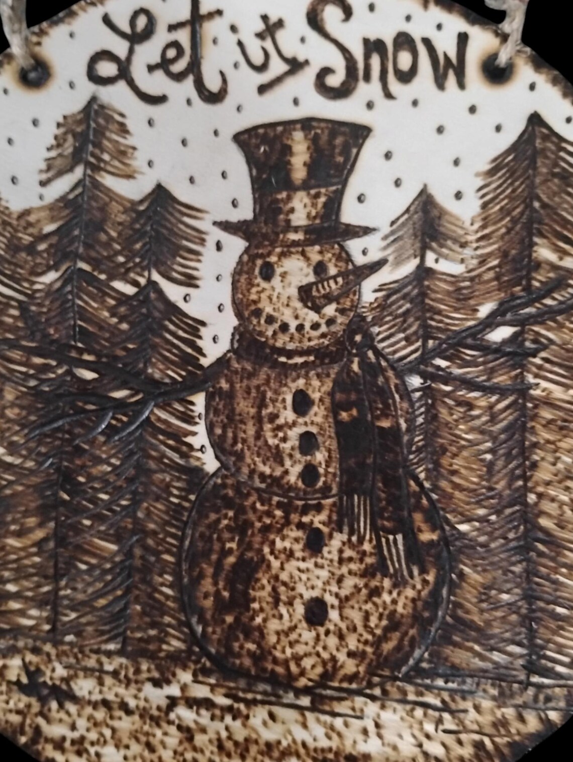 Let It Snow Snowman Pyrography Art Sign Wood Burning - Etsy
