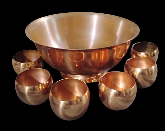 Vintage Copper Craft Guild Punch Bowl Set With 6 Cups - Etsy