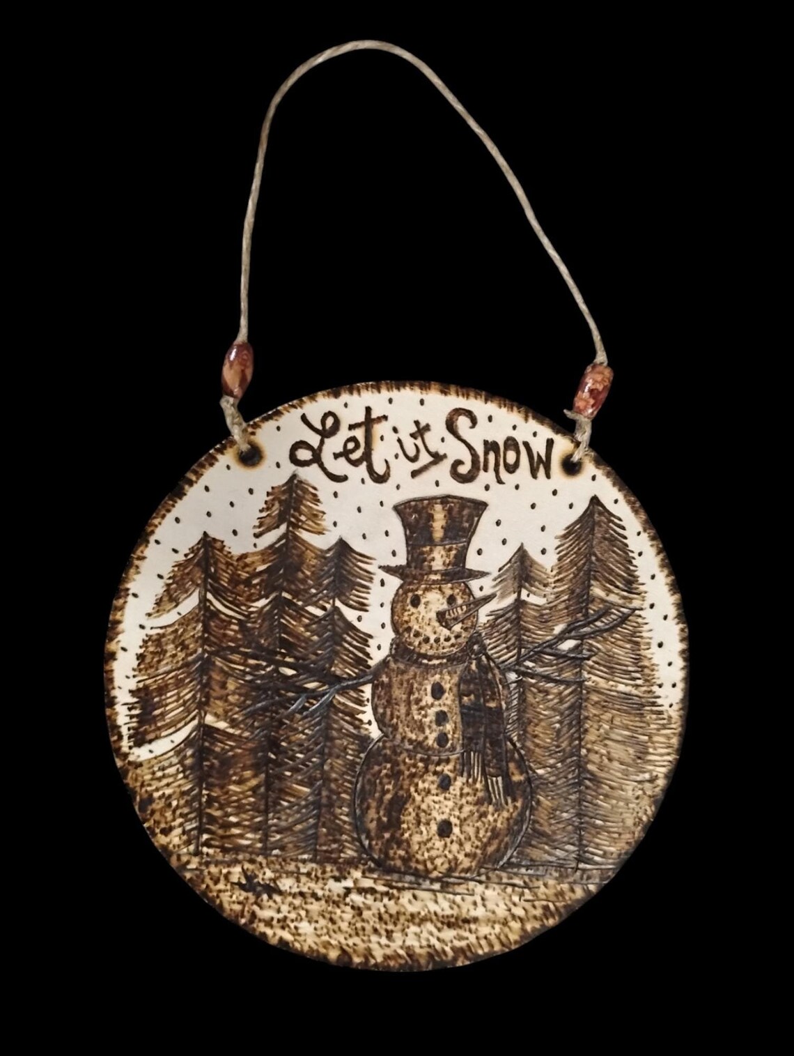 Let It Snow Snowman Pyrography Art Sign Wood Burning - Etsy