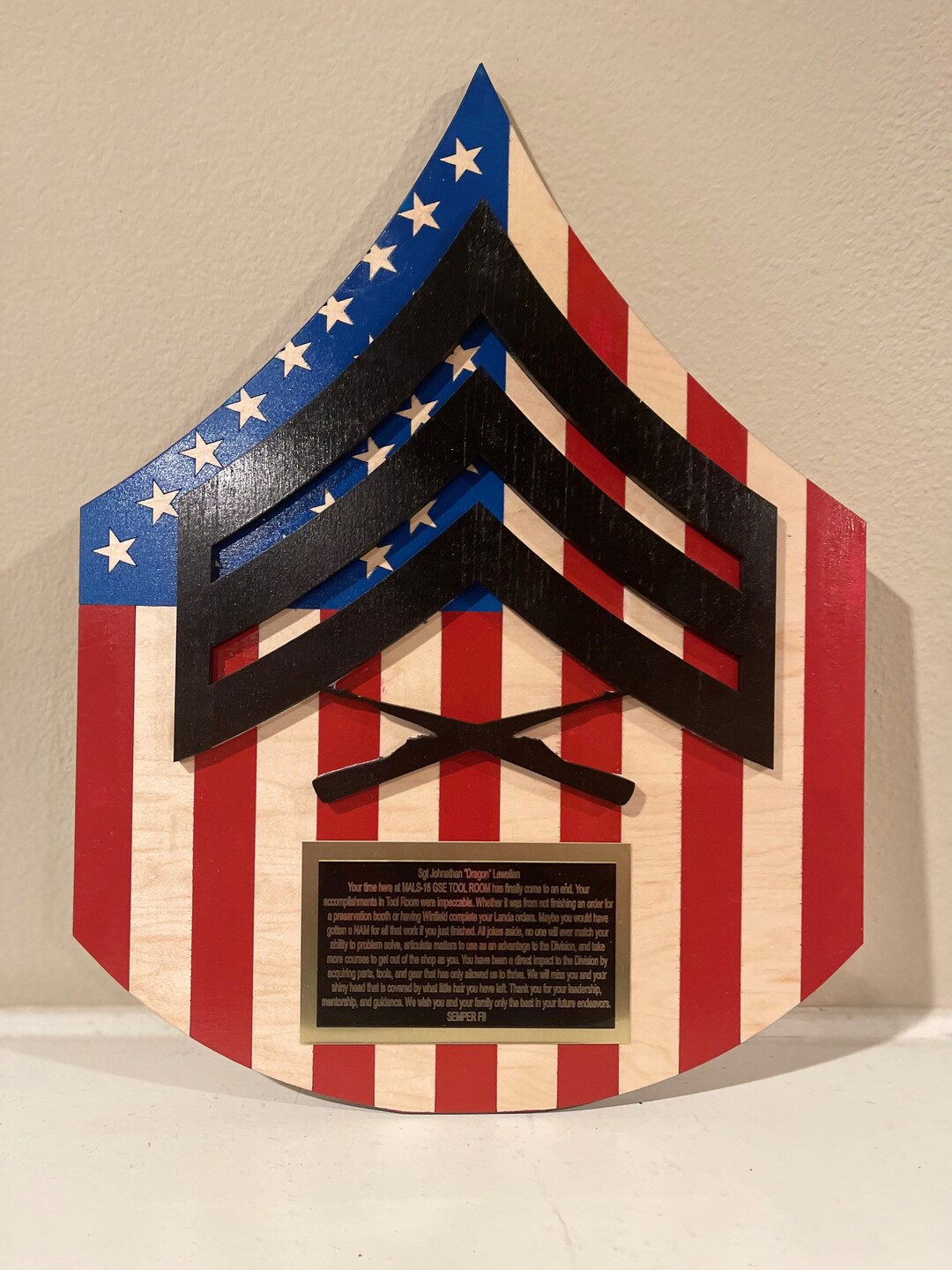 Custom USMC Chevron Plaque Military Gift & Going-away Present Wall ...