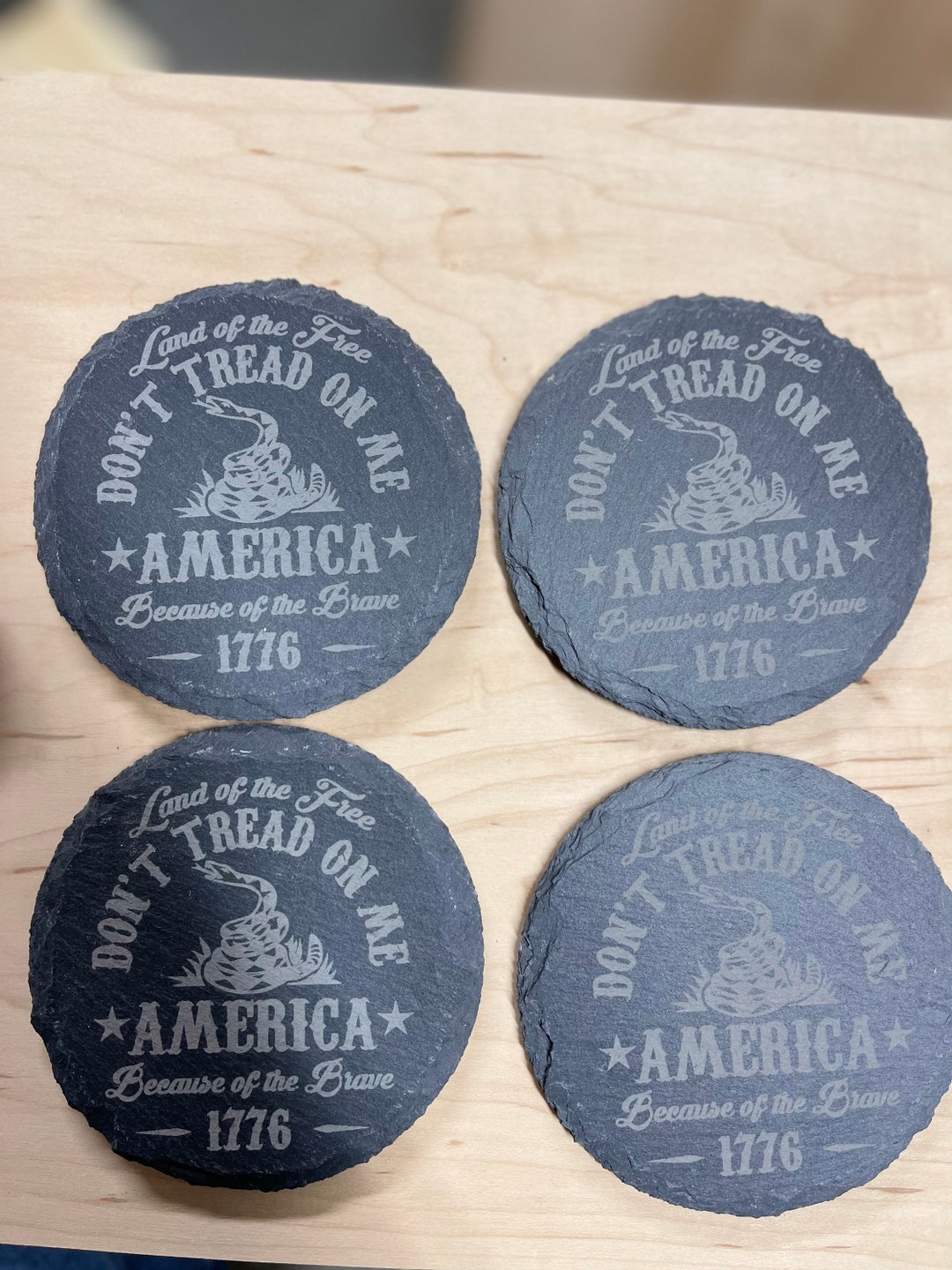 Live Edge Slate Coasters/custom Coasters/ Don't Tread on Me Beer ...