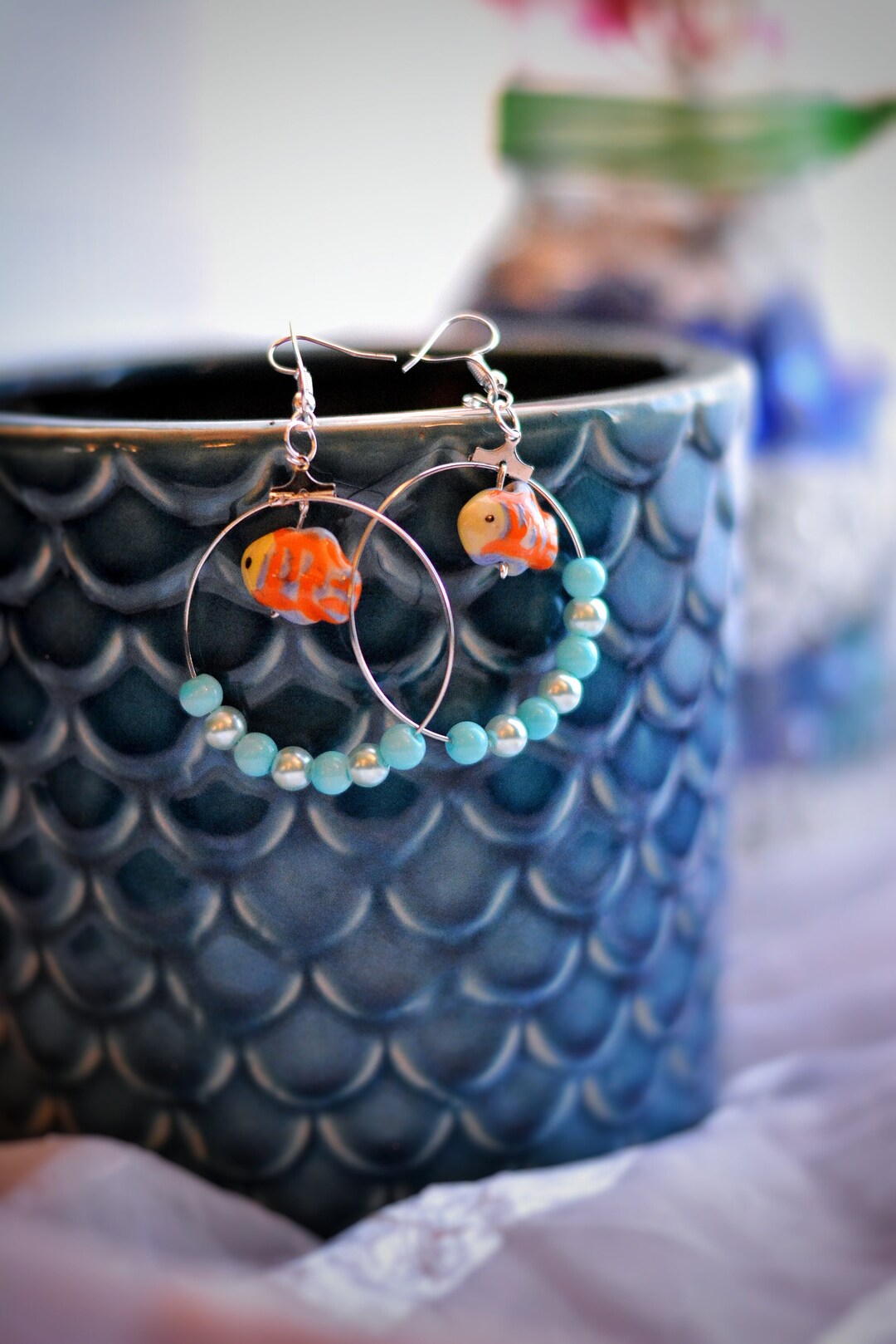 Fishbowl Hoop Earrings, Fish Earrings, Goldfish Earrings, Koi Earrings ...