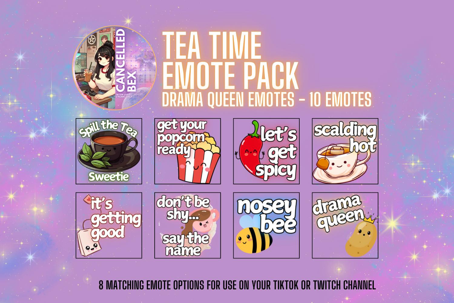 8 Tiktok Emotes - Tea Time Emotes - 8 Emotes Options for Your Tiktok ...