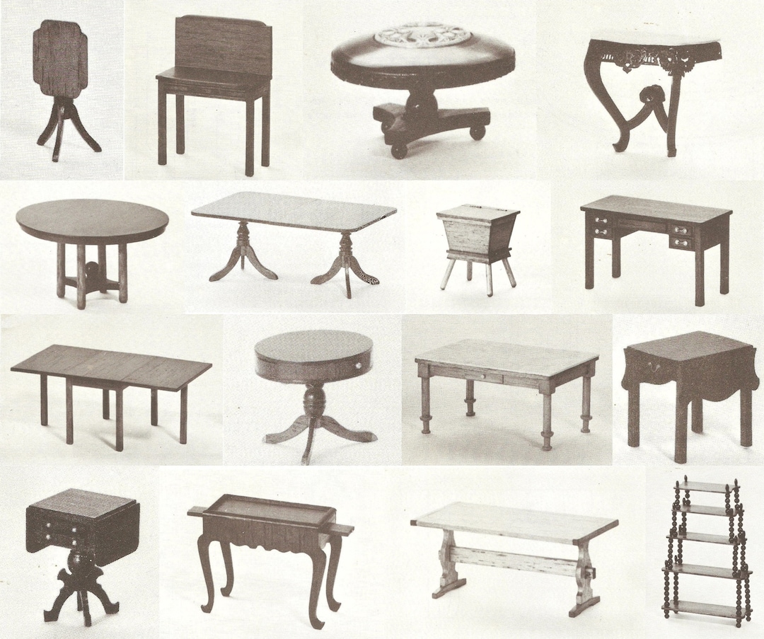 Vintage Dollhouse Doll House Miniature Balsa Wood Furniture - 16 Tables ...