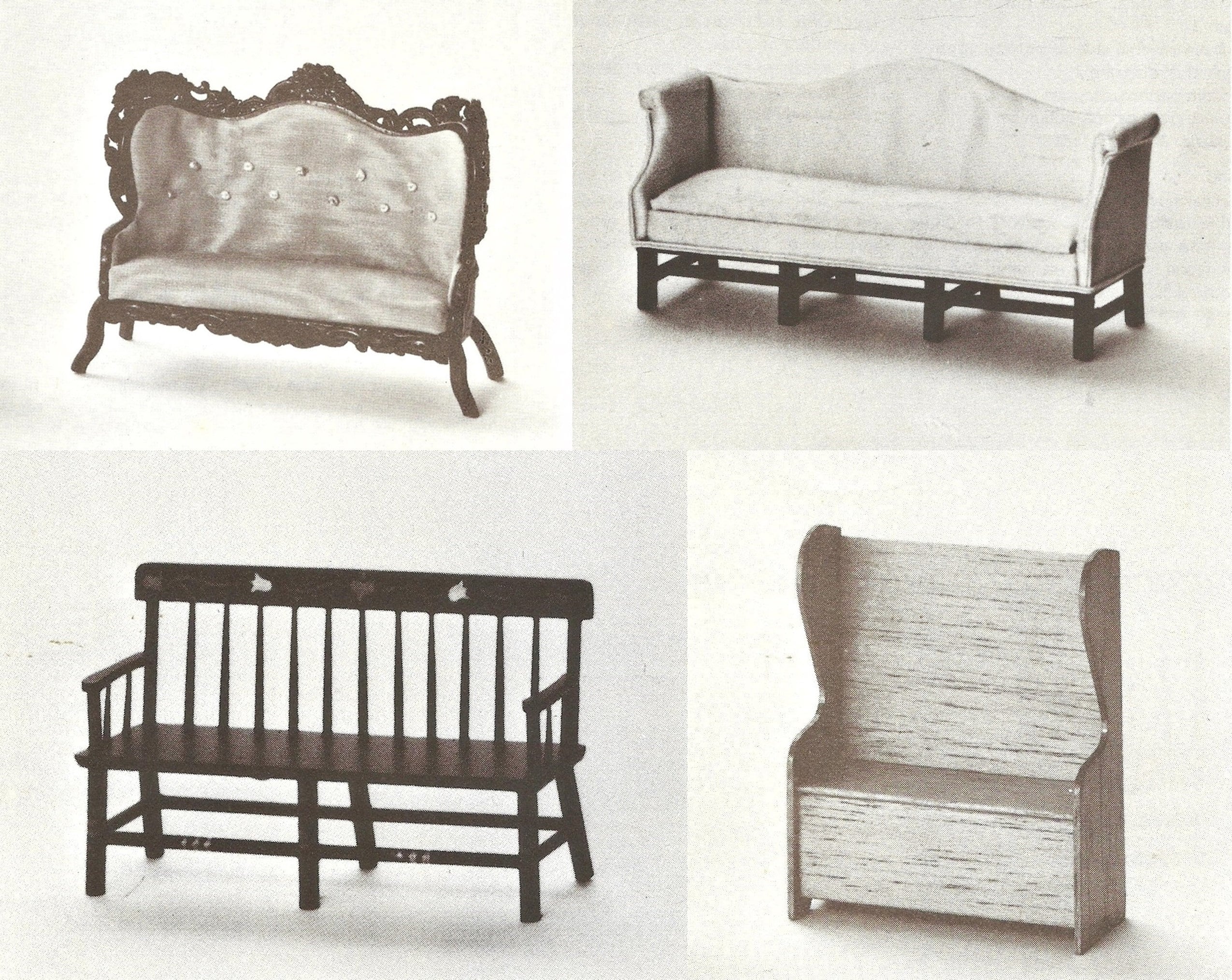 Vintage Dollhouse Doll House Miniature Balsa Wood Furniture - Sofas (4 ...