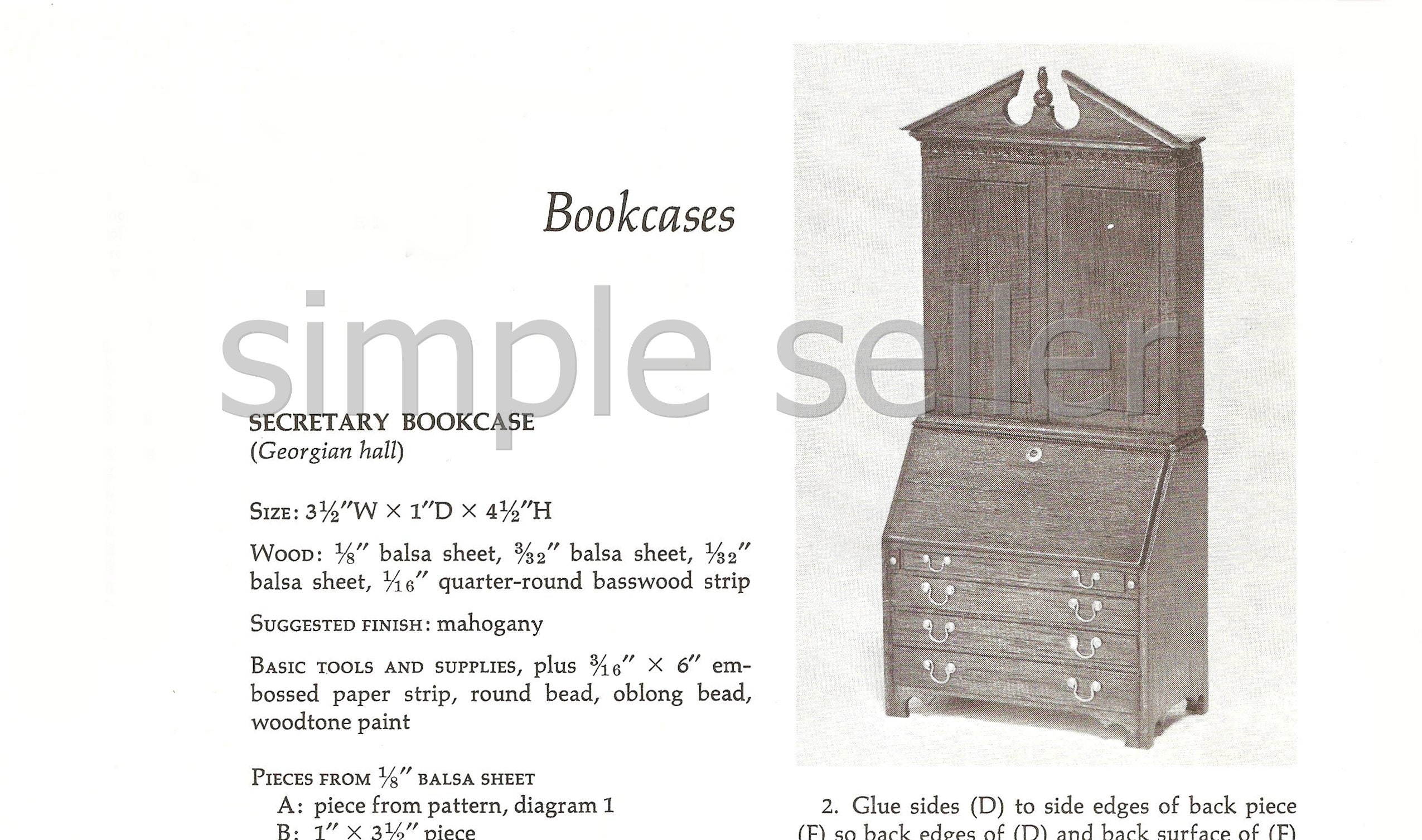 Vintage Dollhouse Doll House Miniature Balsa Wood Furniture - Bookcases ...