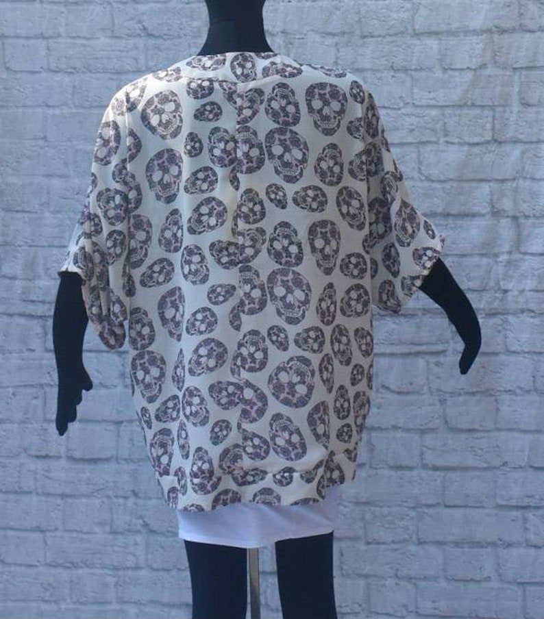Joyful Pink Skullsrose Tattoos. Loosefitting Kimono Jacket - Etsy