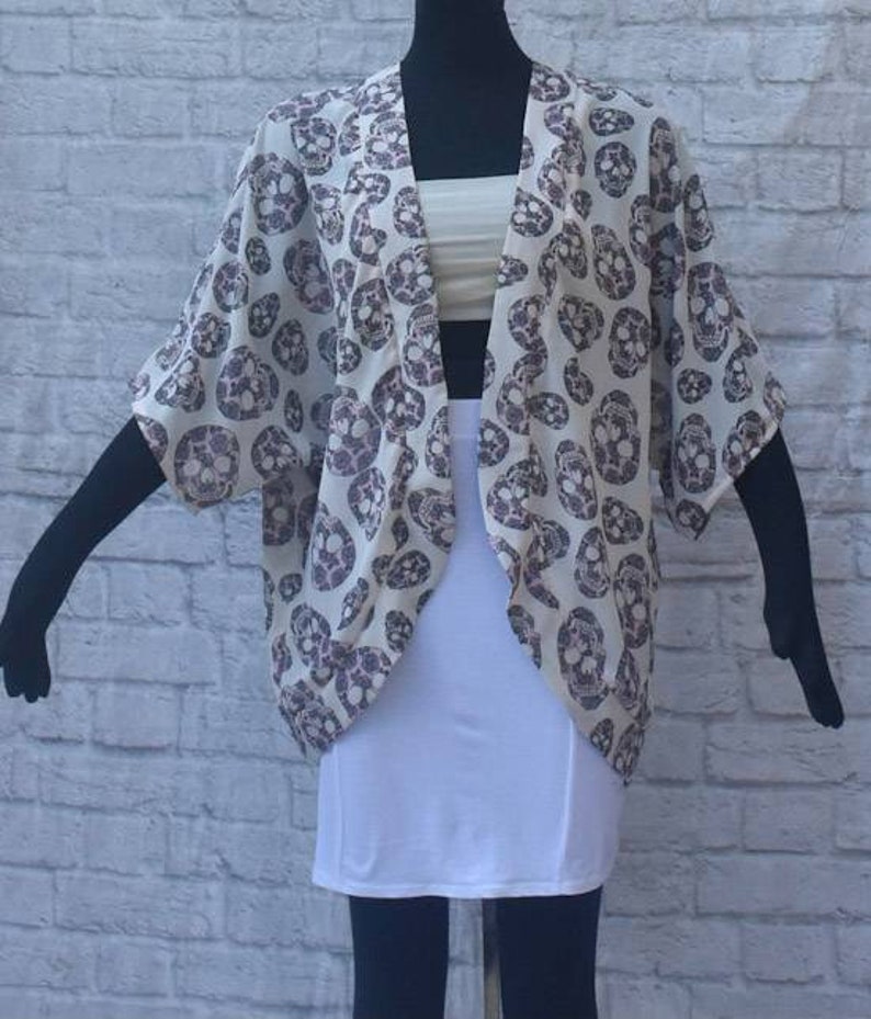Joyful Pink Skullsrose Tattoos. Loosefitting Kimono Jacket - Etsy