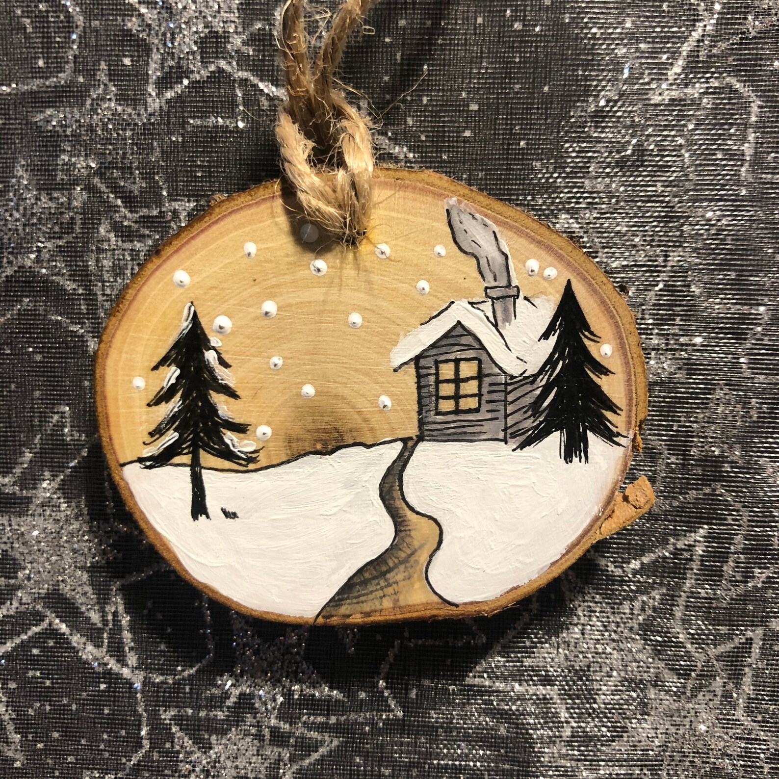 Road to Home. Winter Scene of Cabin and Forest Hand Made | Etsy