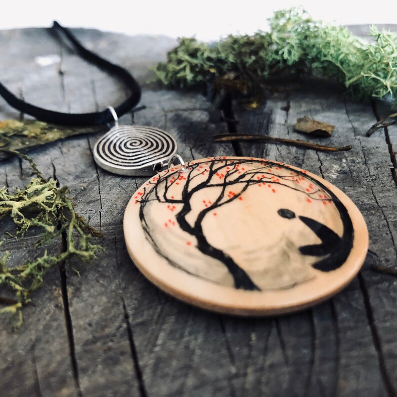 Zen Meditation Hand-painted Wood Necklace for Meditators and Nature ...