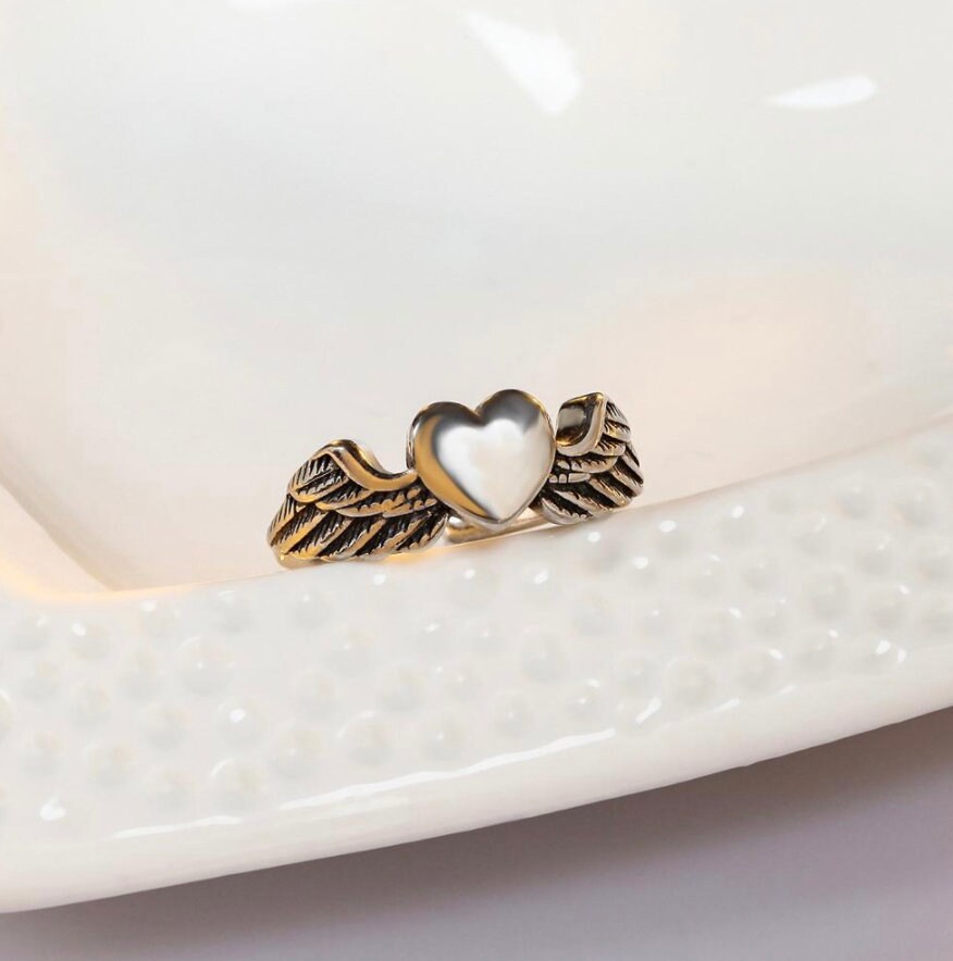 Heart Ring Angel Wing Ring Wings Ring Feather Ring Punk | Etsy