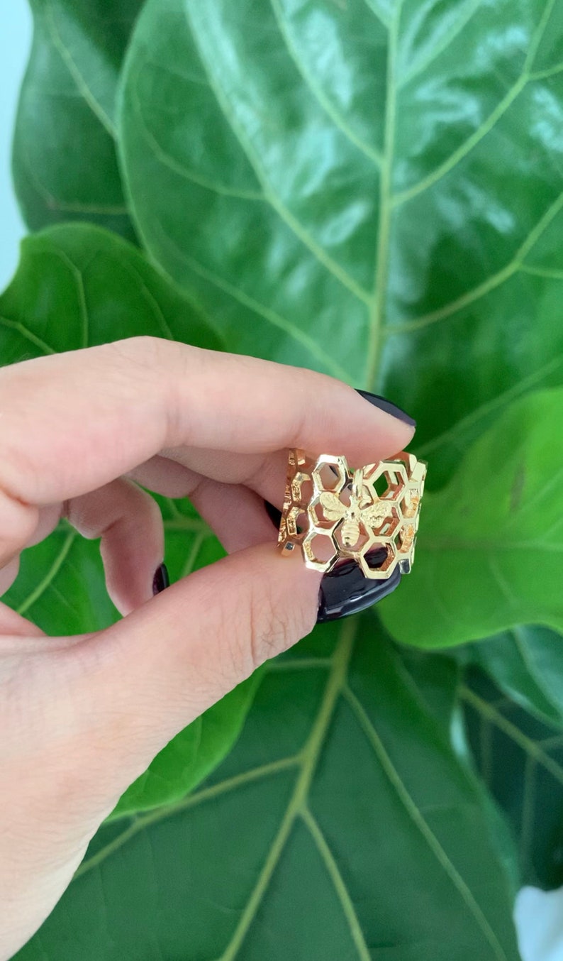 Bee Ring Bumblebee Ring Insect Ring Honeycomb Ring Hexagon - Etsy