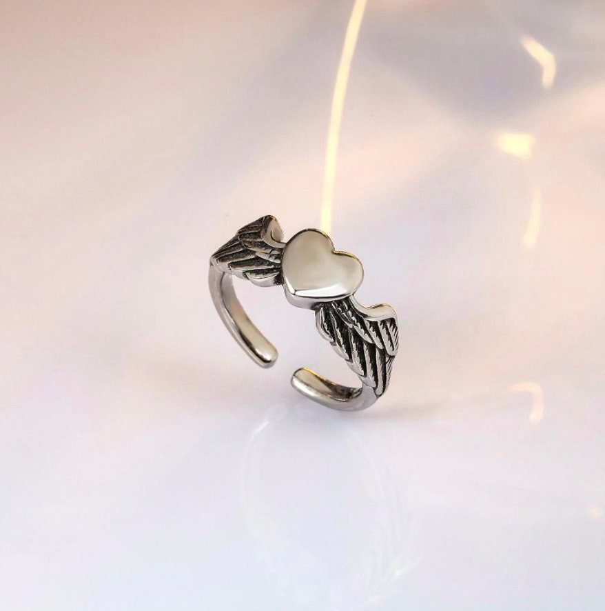 Heart Ring Angel Wing Ring Wings Ring Feather Ring Punk | Etsy