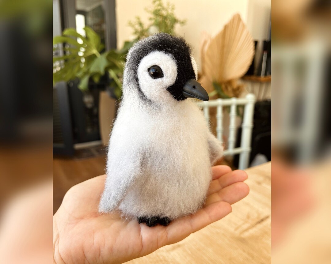 Needle Felted Penguin Chick, Wool Animal Art - Etsy