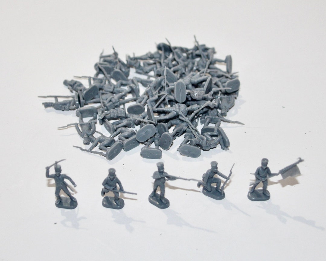 Vintage Collectible 1/72mm Scale Mexican Army Soldiers 48 Pieces Gray ...