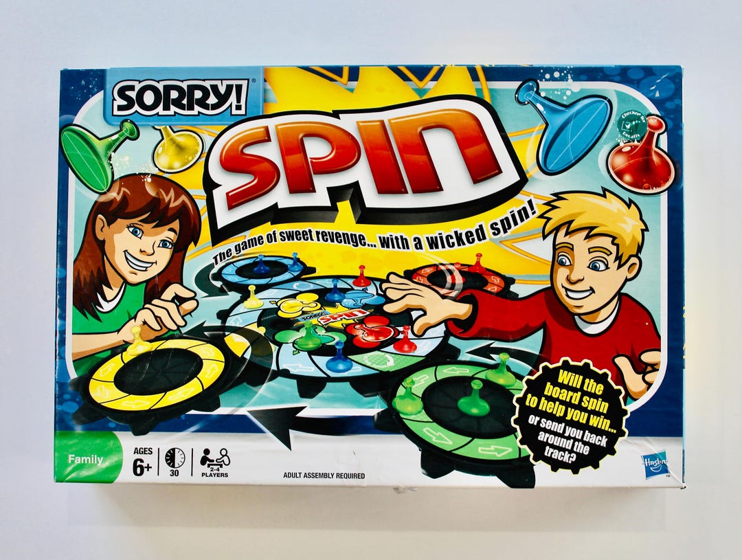 Sorry SPIN Board Game 2009 Hasbro the Game of Sweet Revenge With a ...