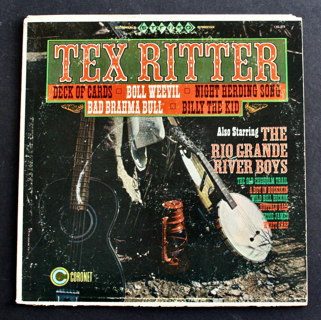Vintage Tex Ritter Sings Vinyl Record Album - 1960s Rio Grande River ...