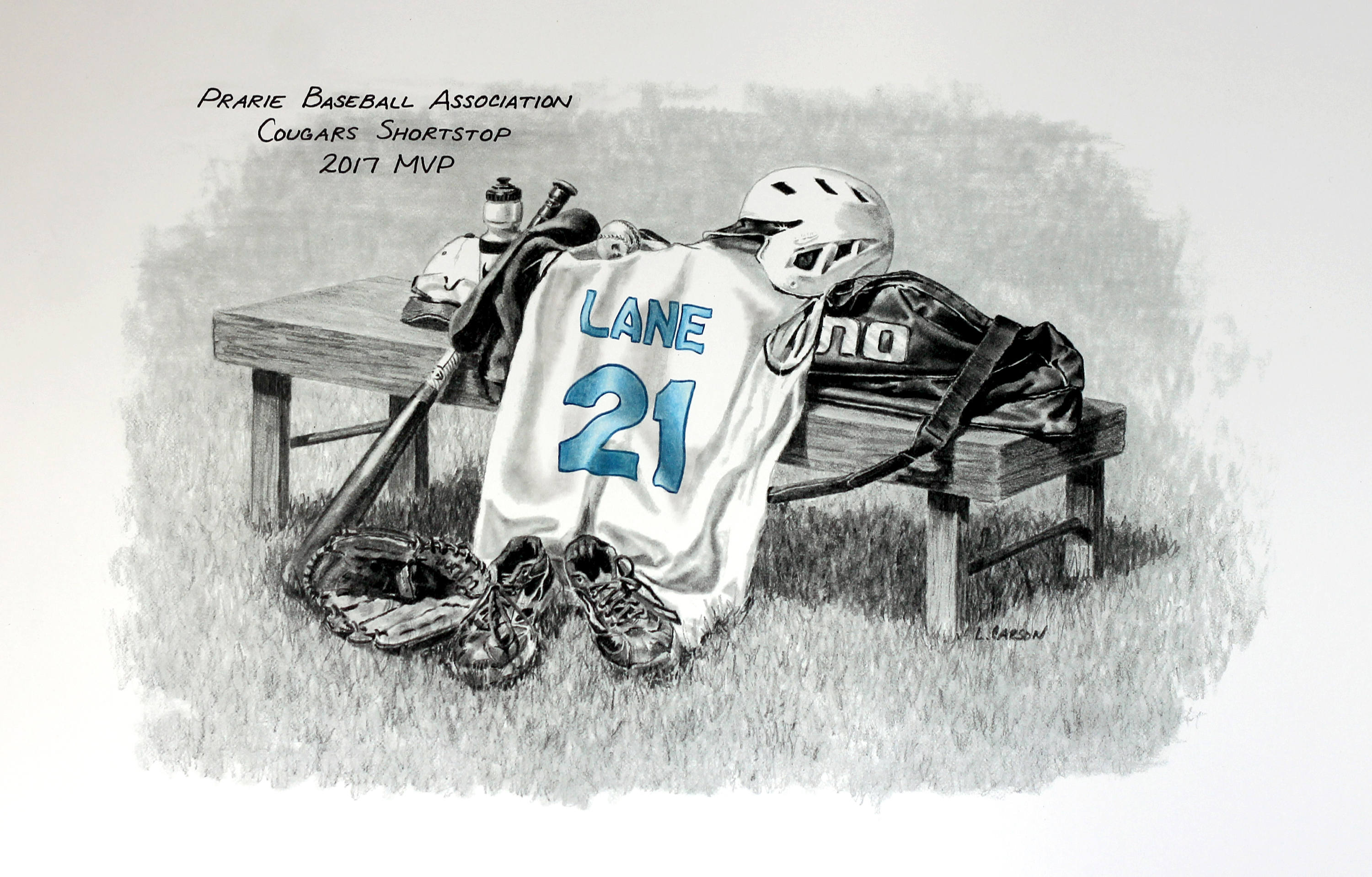 Softball Player Pencil Drawing