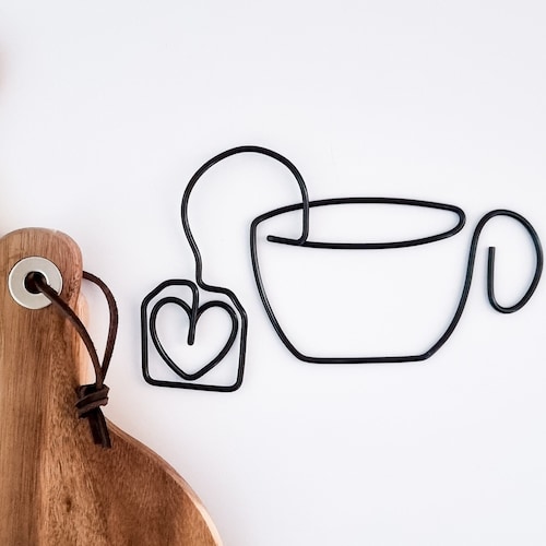 Wire Tea Cup Sign Love Tea Wall Art Wall Decor Kitchen - Etsy