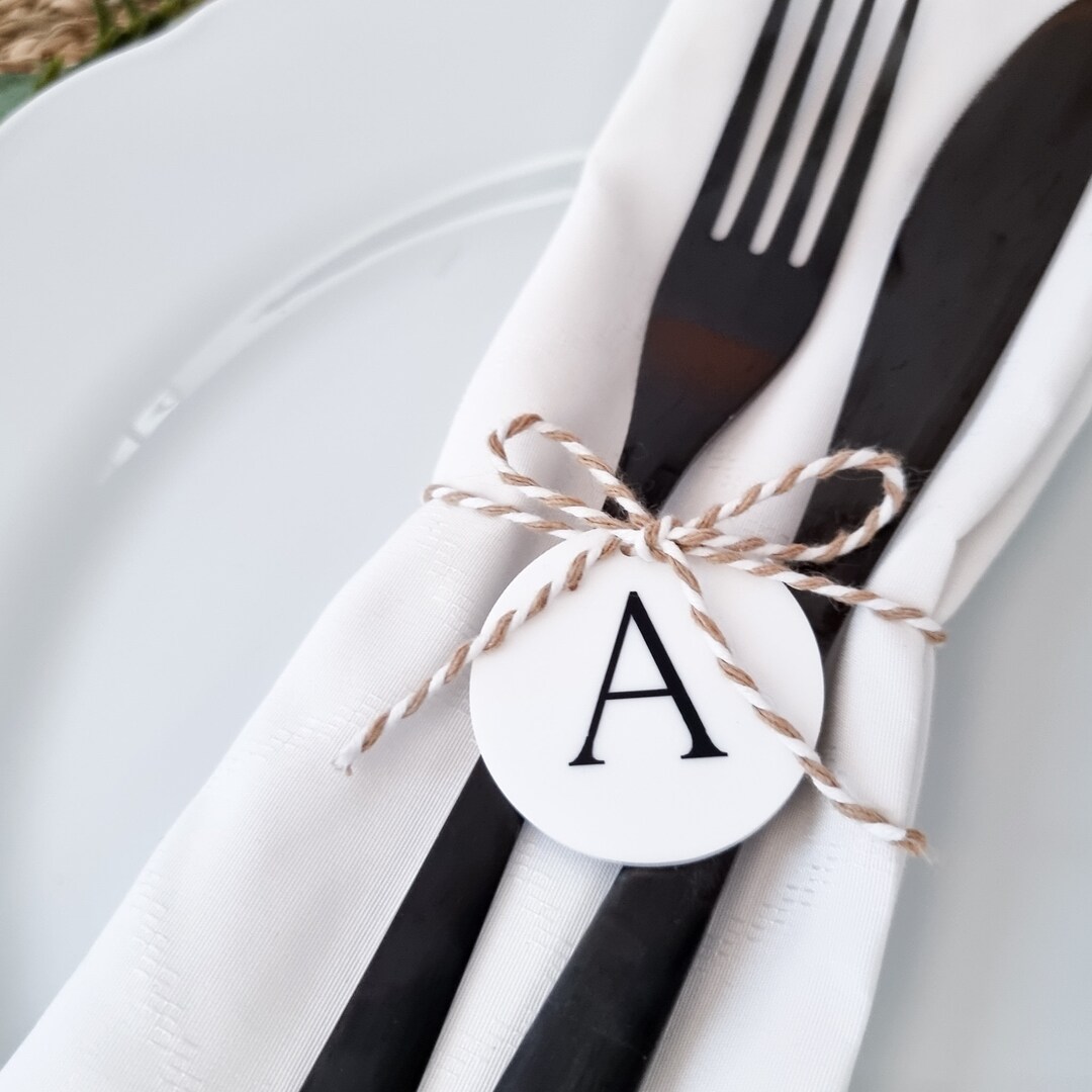 Wedding Name Place Setting - Initial Place Name Tag - Acrylic Place ...