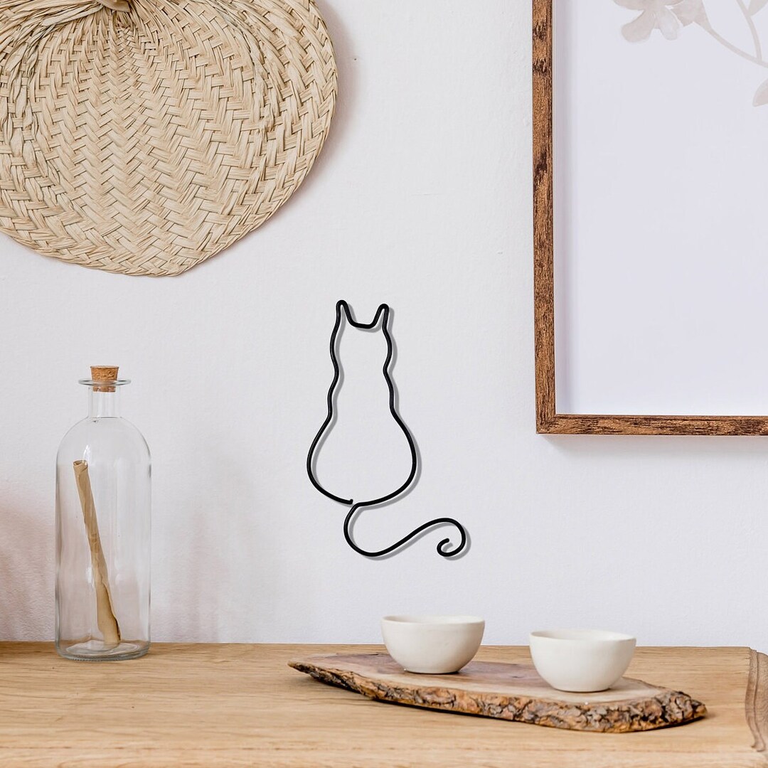 Wire Cat Wall Sign - Cat Wall Art - Love Cats Wall Decor - Anniversary ...