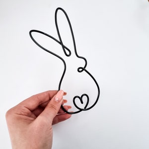 Wire Bunny Wall Sign - Rabbit Heart Wall Art - Bunny Wall Decor ...