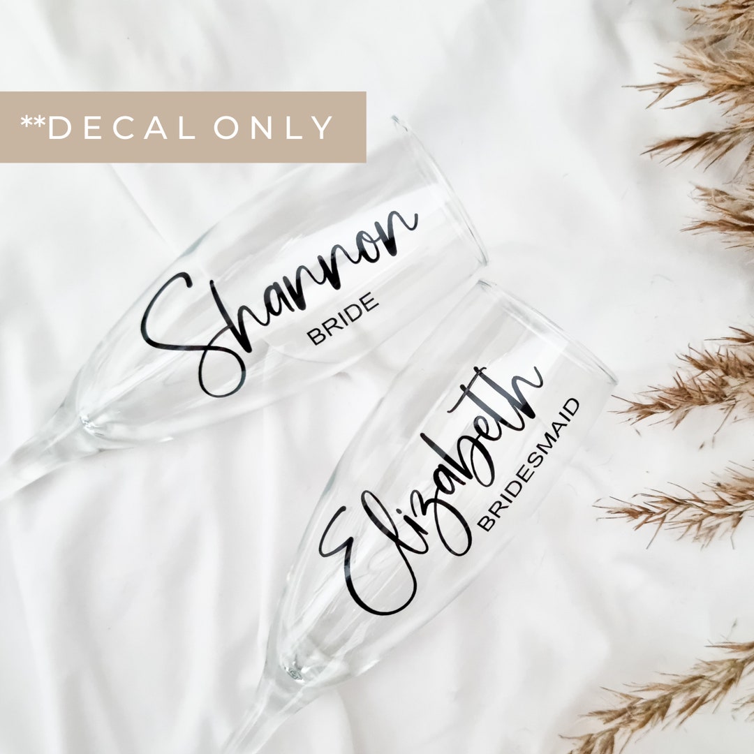 Custom Champagne Flute Decal - Personalised Glasses Bridal Decals ...