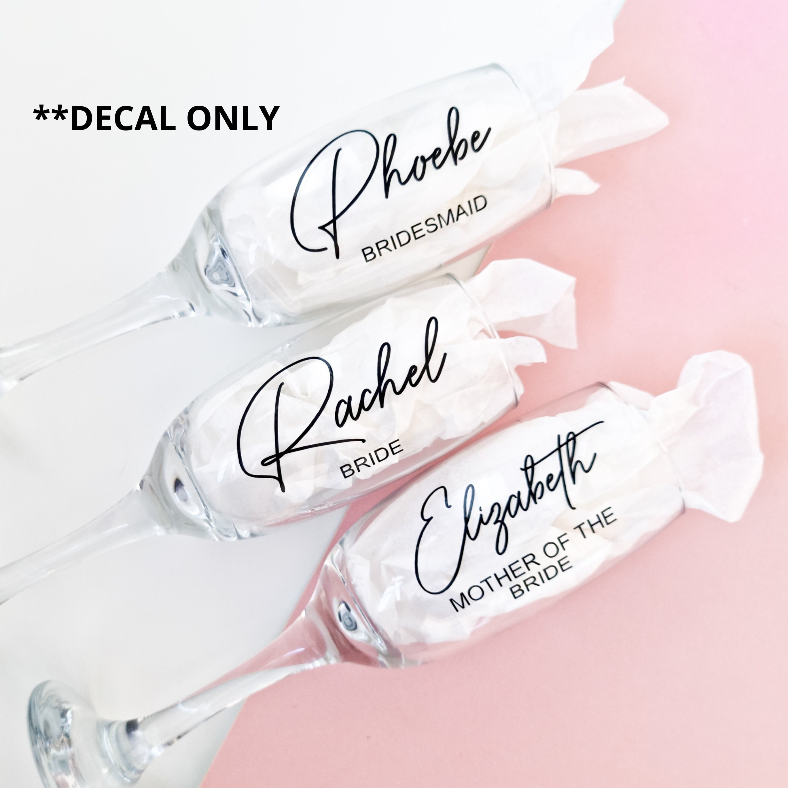 Custom Champagne Flute Decal Personalised Glasses Bridal - Etsy
