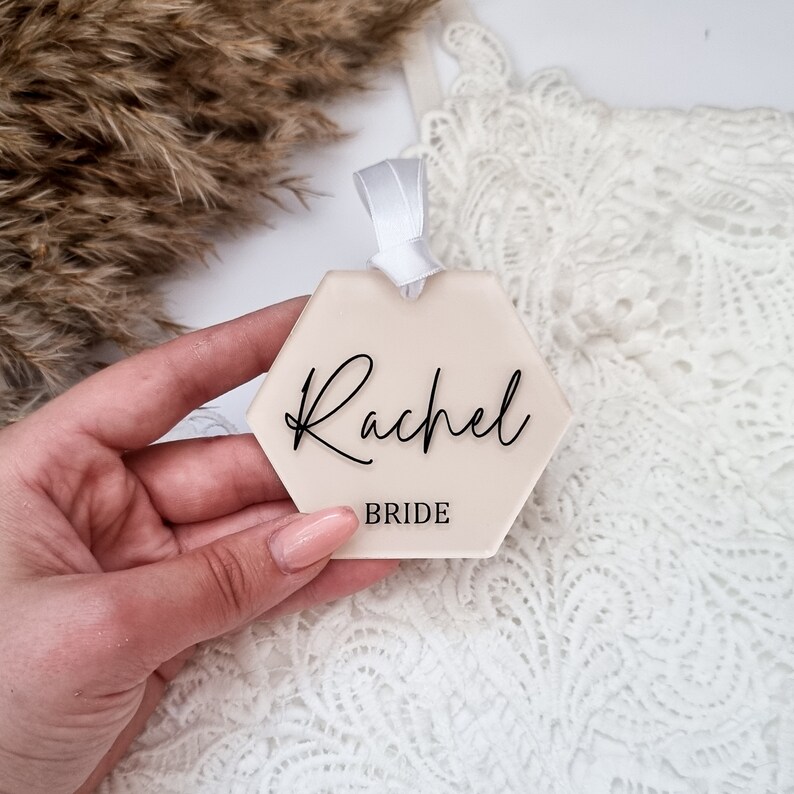 Personalised Wedding Hanger Charm Acrylic Hanger Name Tags - Etsy