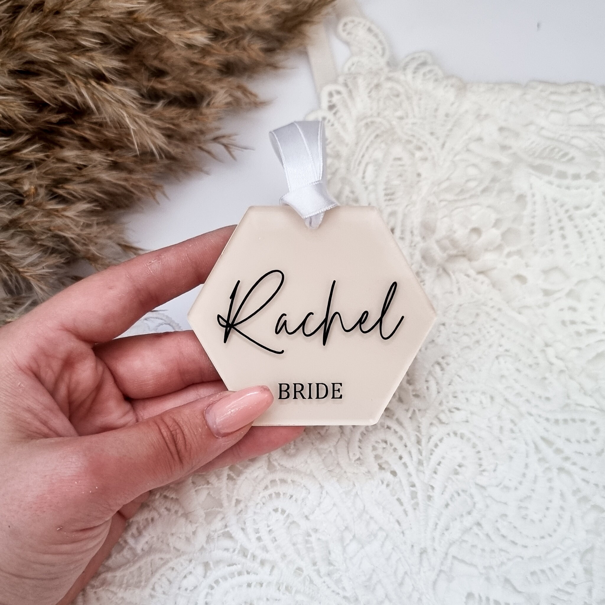 Personalised Wedding Hanger Charm Acrylic Hanger Name Tags - Etsy