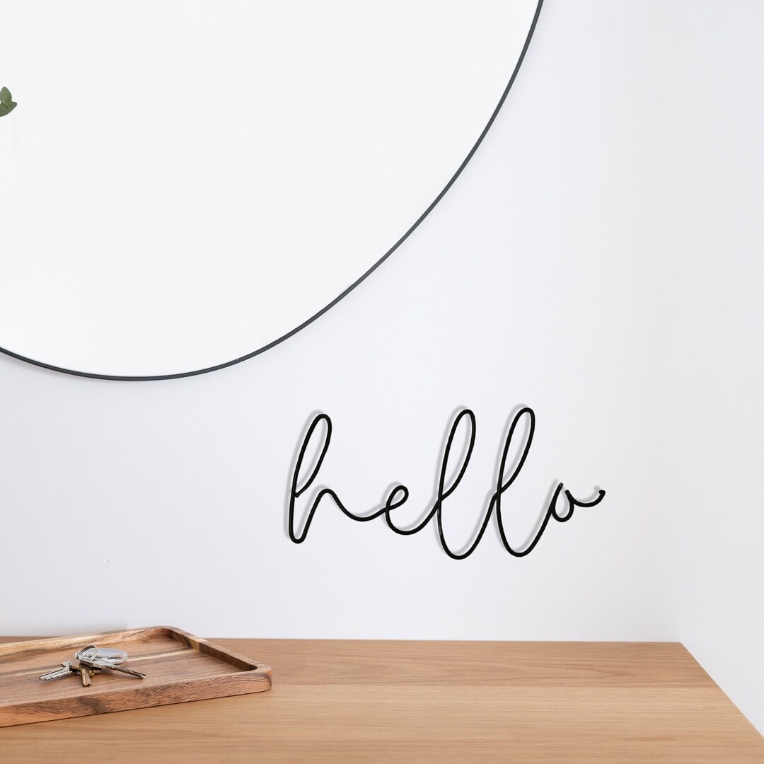 Wire Hello Wall Sign - Hallway Wall Art - Entryway Wall Decor ...
