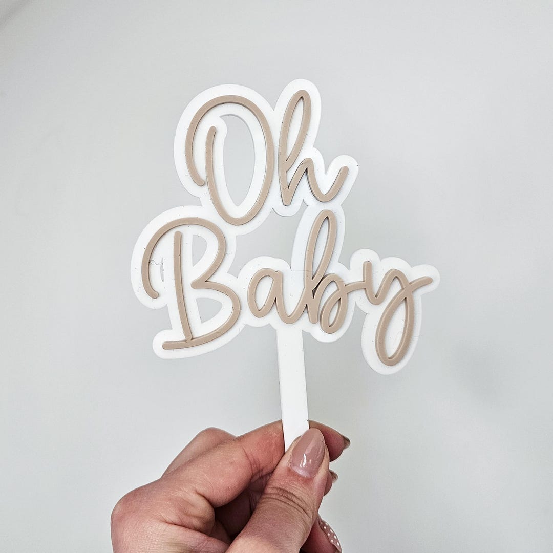 Oh Baby Cake Topper - Baby Shower Cake Topper - Double Layer Acrylic ...
