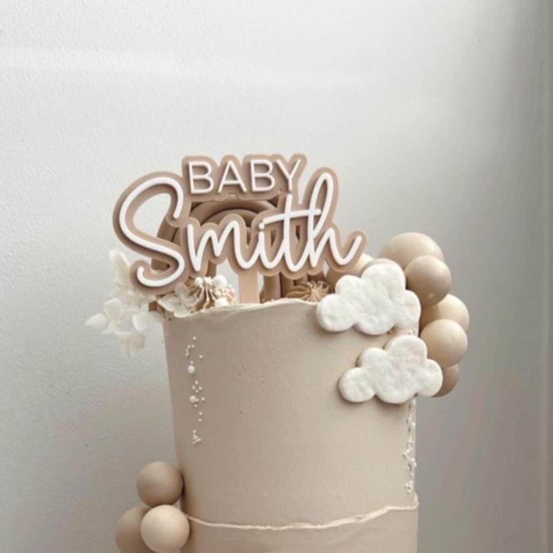 Personalised Baby Cake Topper - Baby Shower Cake Topper - Double Layer ...