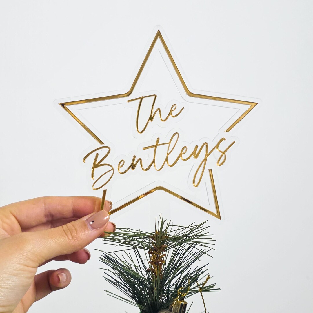 Personalised Christmas Tree Topper - Family Surname Tree Star - Custom ...