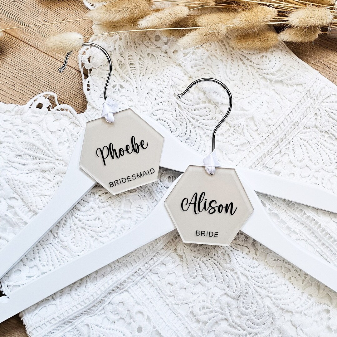 Personalised Wedding Hanger Tag - Acrylic Hanger Name Tags - Bridal ...