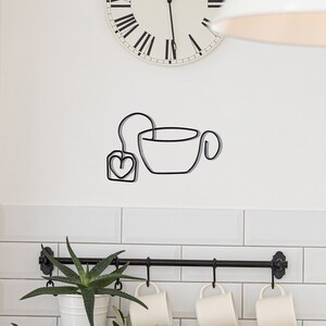 Wire Tea Cup Sign - Love Tea Wall Art - Wall Decor - Kitchen Decor ...