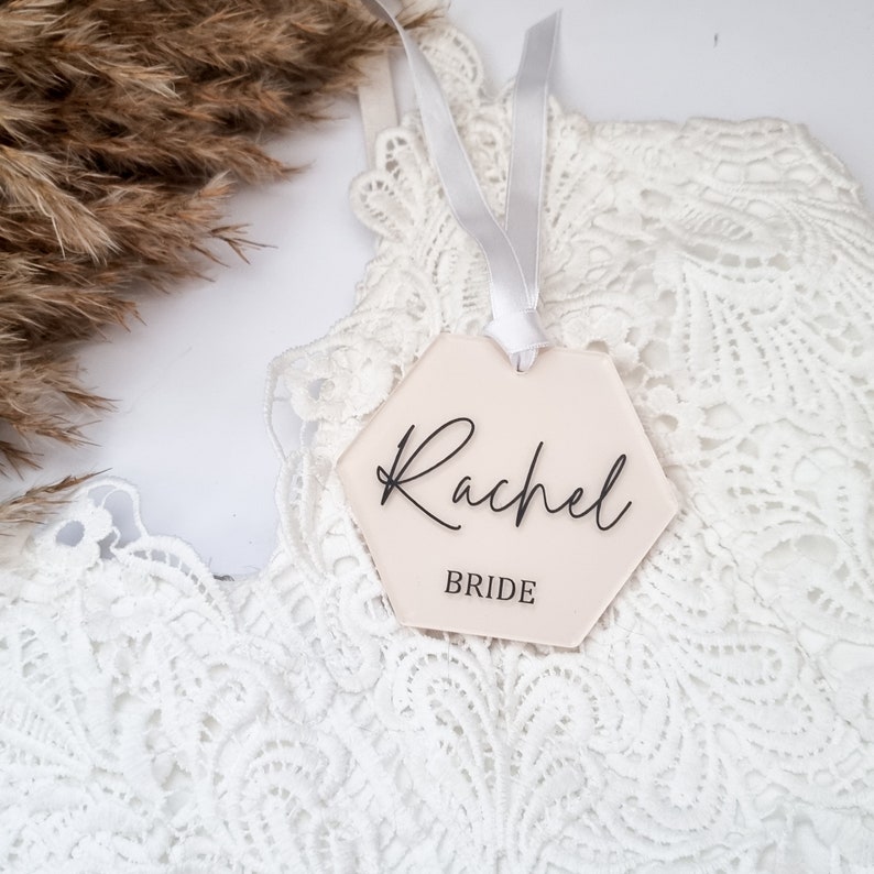 Personalised Wedding Hanger Charm Acrylic Hanger Name Tags - Etsy