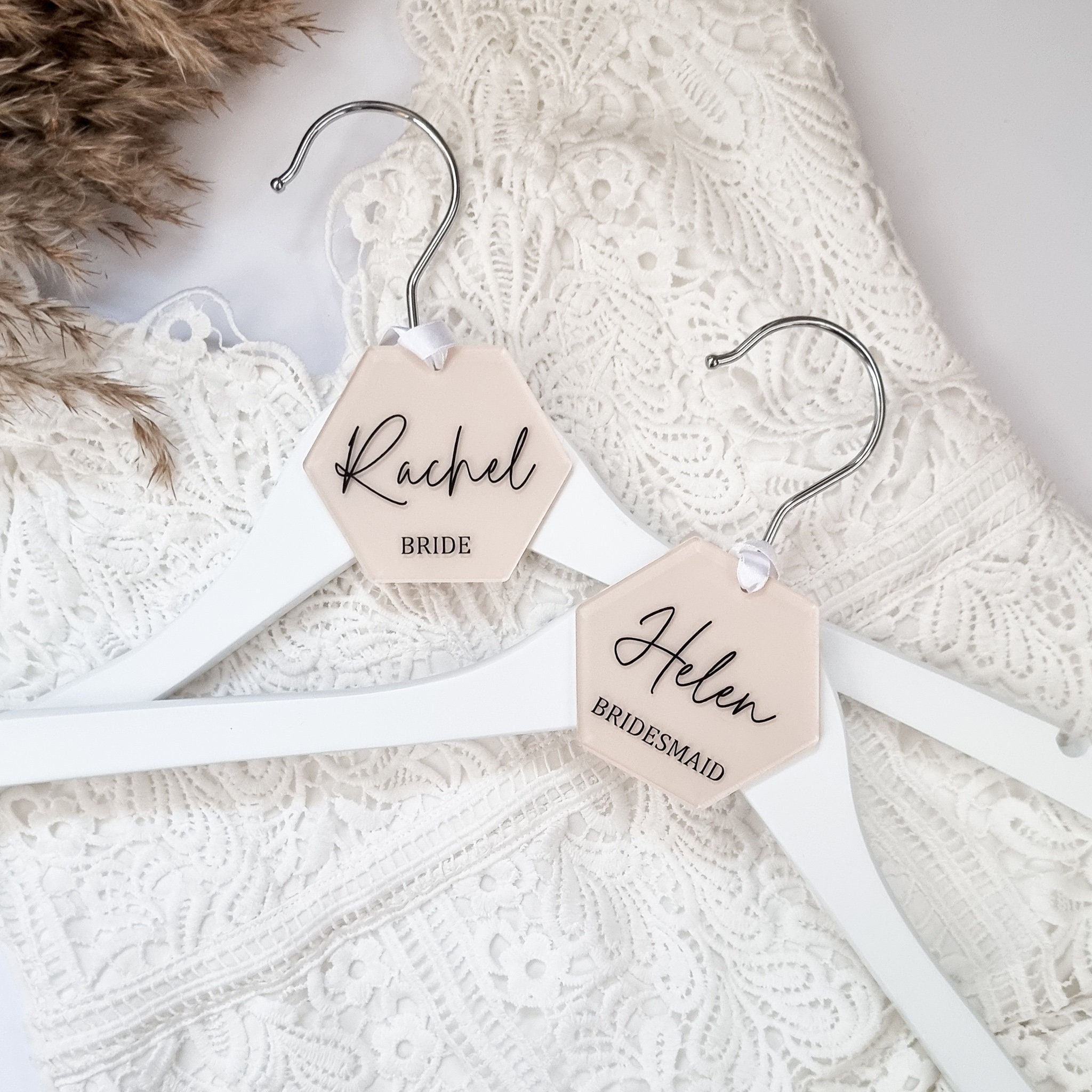 Personalised Wedding Hanger Charm Acrylic Hanger Name Tags - Etsy