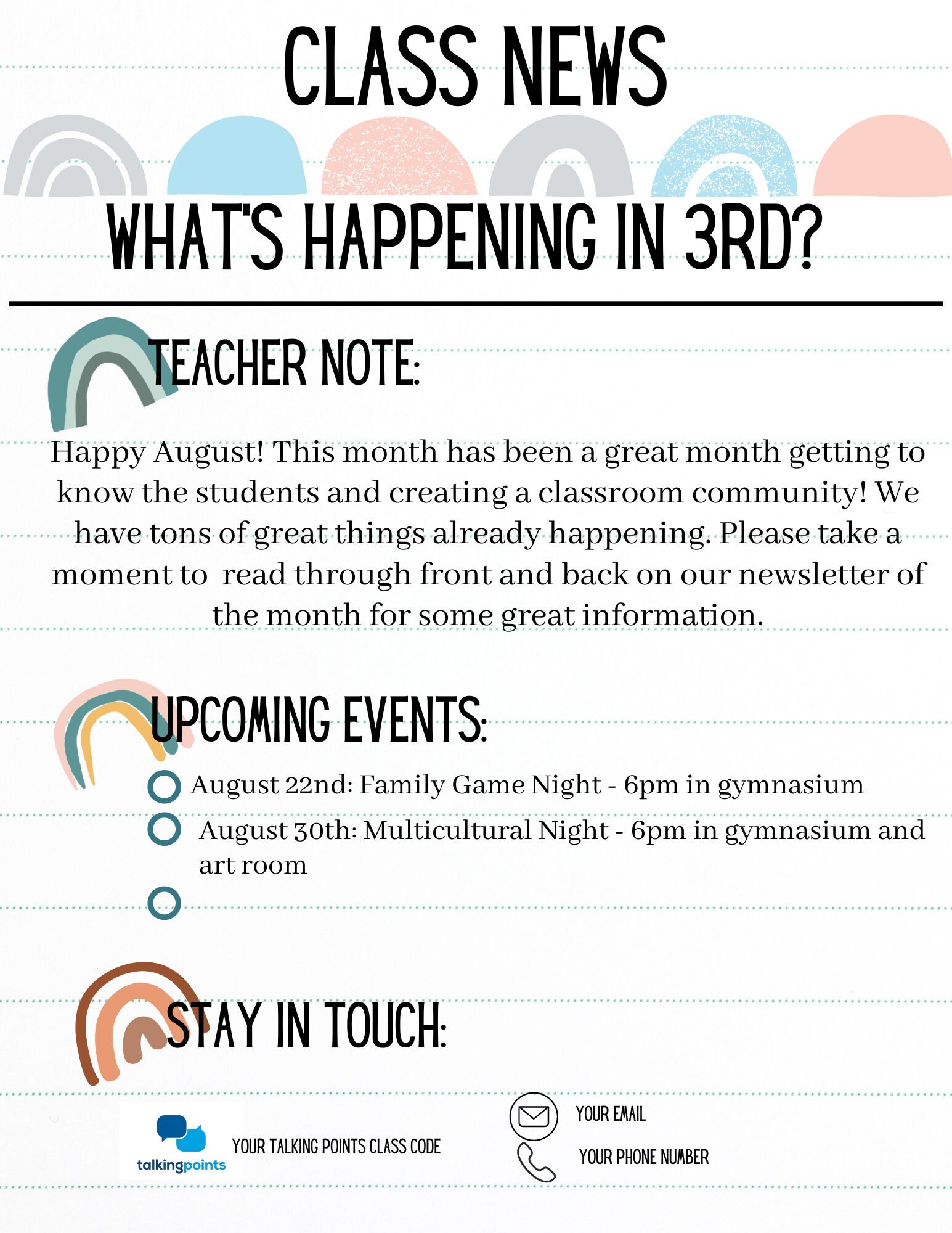 Class Newsletter Template Class Newsletter Monthly or Weekly Newsletter ...