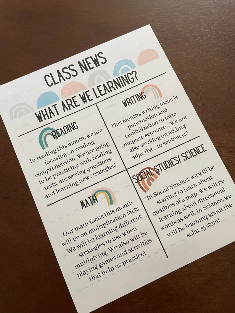 Class Newsletter Template Class Newsletter Monthly or Weekly Newsletter ...