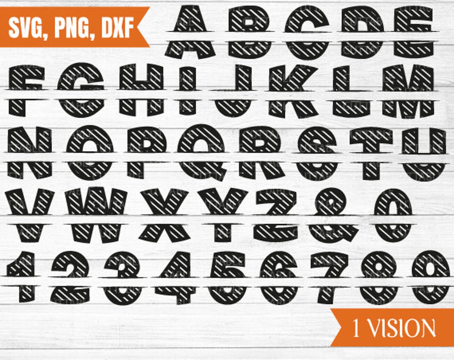 Letters and Numbers SVG Striped Alphabet Numbers Cut Files - Etsy