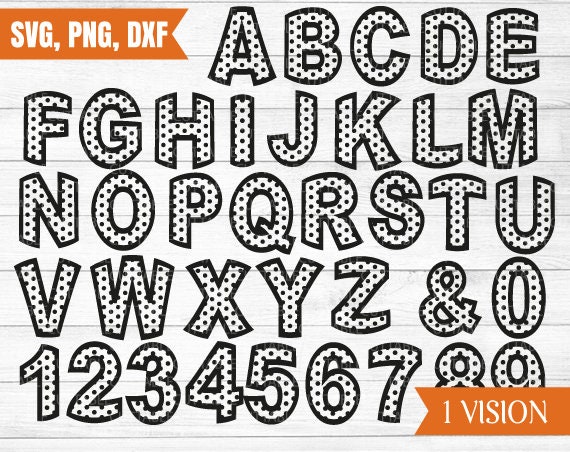 Alphabet & Numbers Svg ABC Wall Decal Dot Patterned Alphabet - Etsy