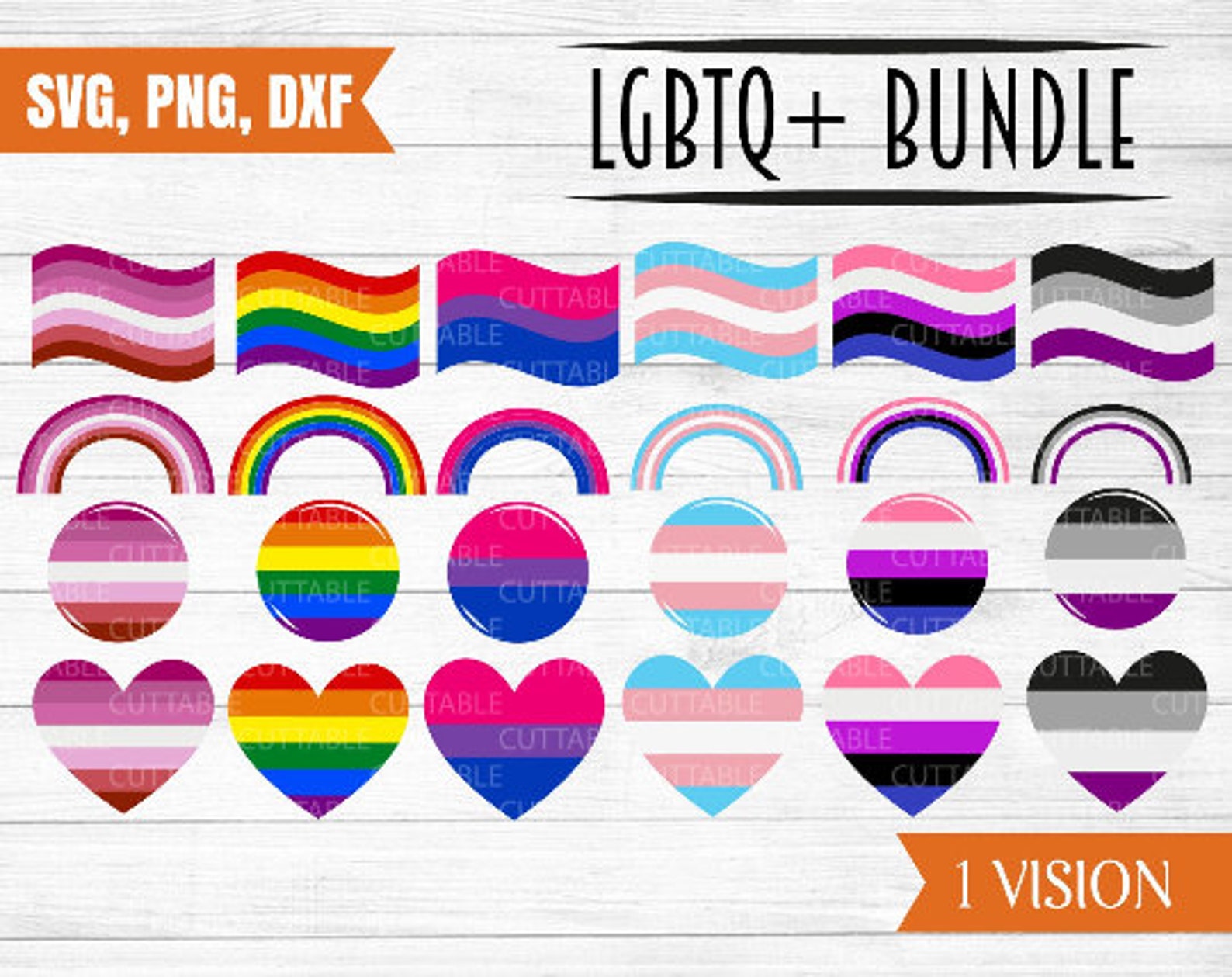 LGBT Svg Bundle Gay Lesbian Bi Trans Cut File Rainbow | Etsy