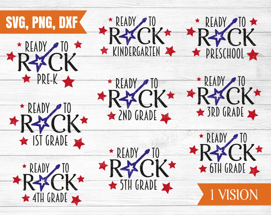 Ready to Rock Pre-k, Back to School Svg Bundle 9 Svgs, Ready to Rock ...