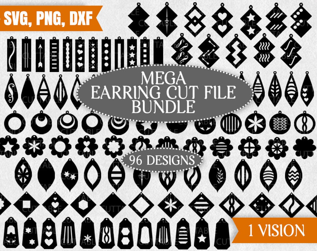 Mega Earring Cut File Bundle, Leather Earring Svgs, 96 Jewellery Svgs ...