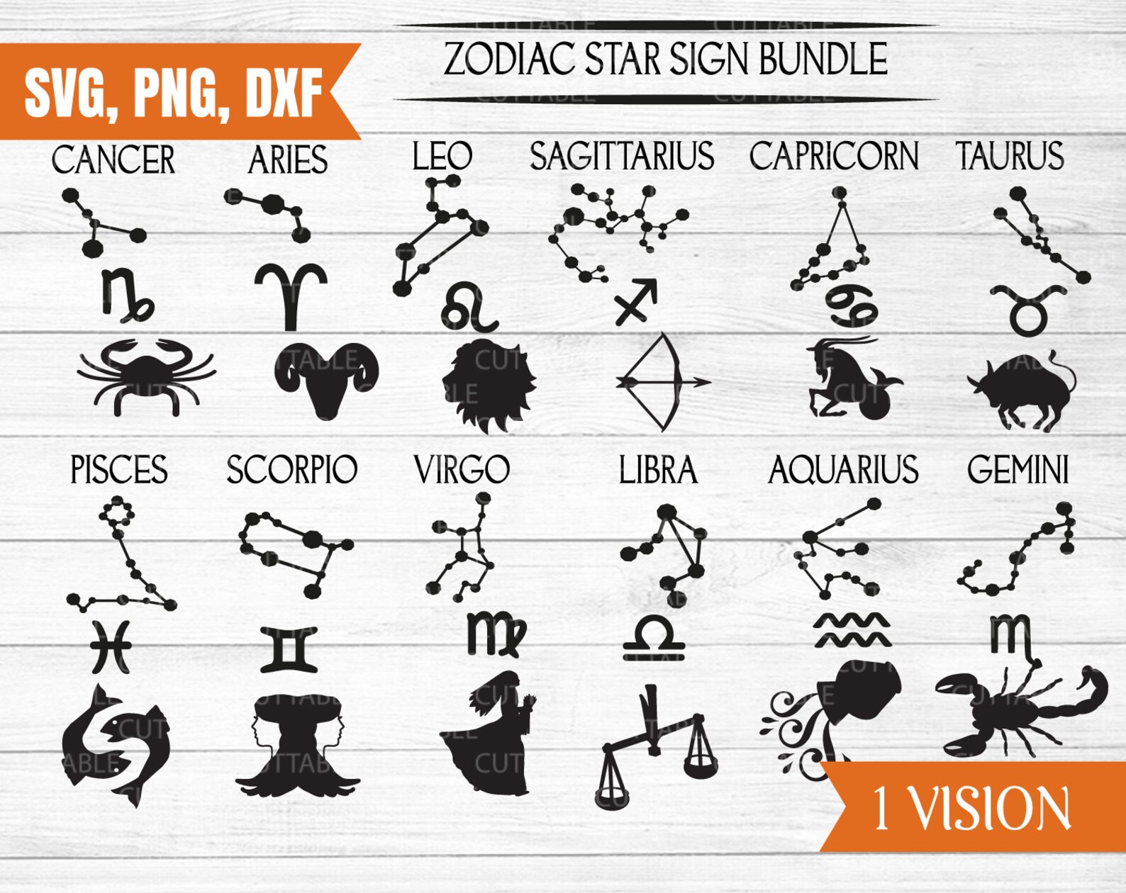 Zodiac Svgs Horoscope Svgs Star Signs Svg Zodiac Cut Files - Etsy