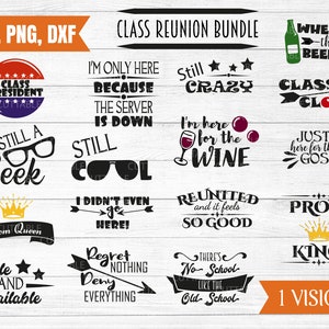 Class Reunion Svg, 16 Class Reunion Cut Files, Class Clown, Prom Queen ...