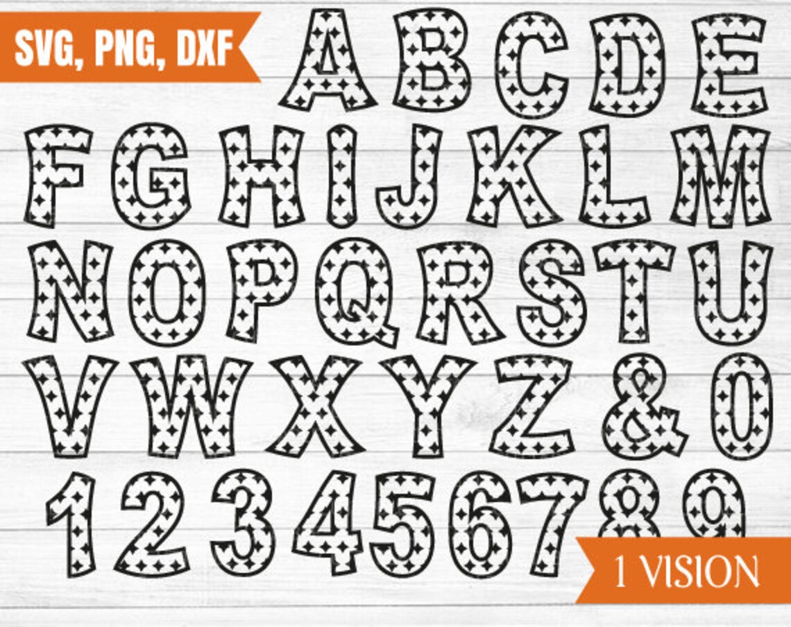 Star Alphabet and Numbers Svg, Full Alphabet Star Patterned Letters and ...